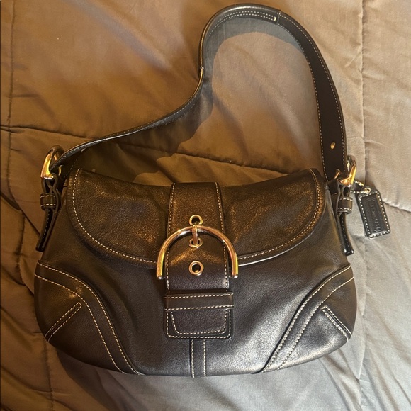 Coach | Bags | Coach 9247 Black Leather Soho Flap Buckle Hobo Bag Purse ...